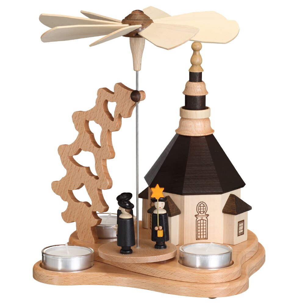 Zeidler Pyramide mit Seiffener Kirche für Teelichte - Holzkunst aus dem ...